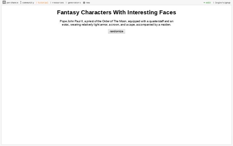 Fantasy Characters With Interesting Faces ― Perchance Generator