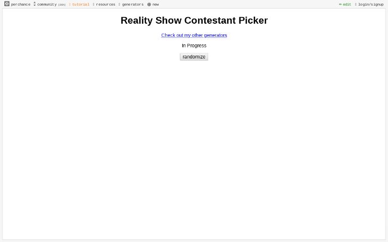 Reality Show Contestant Picker ― Perchance Generator