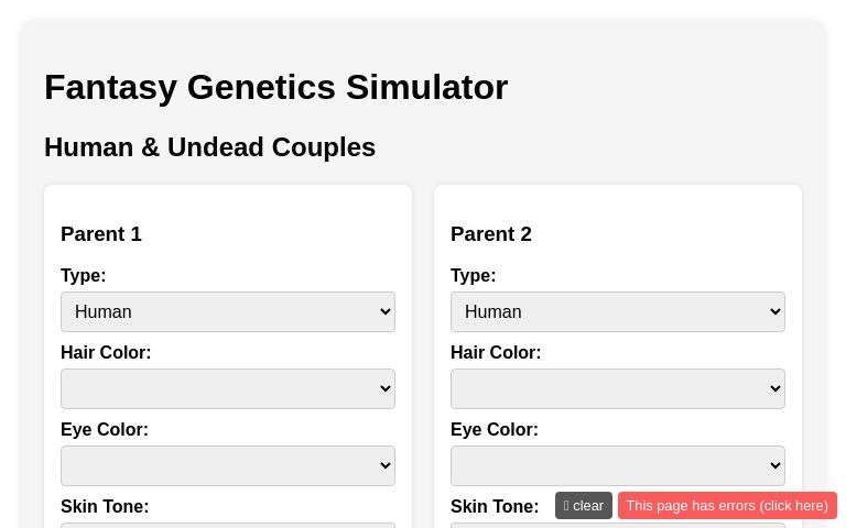 Fantasy Genetics Simulator ― Perchance Generator