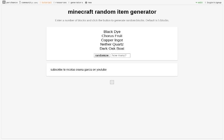 minecraft random item generator