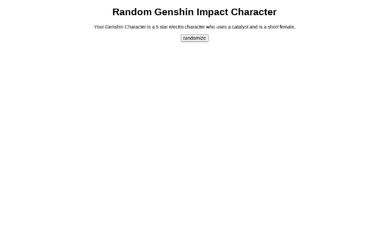 Random Genshin Impact Character ― Perchance Generator
