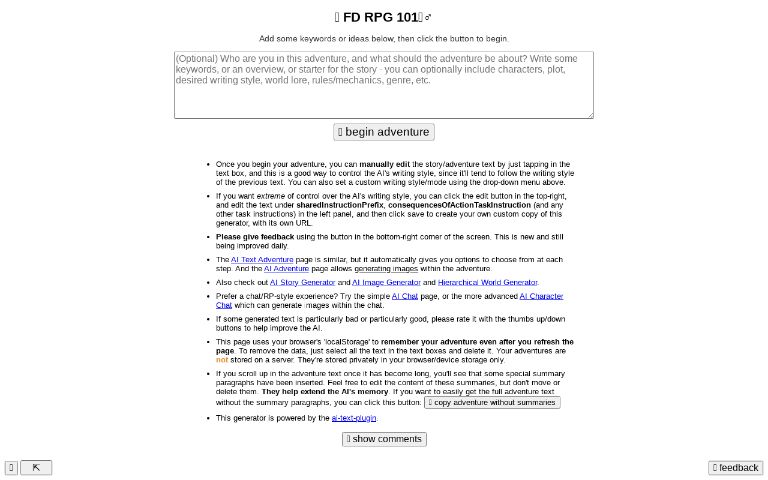 FD RPG - Text Adventure ― Perchance Generator