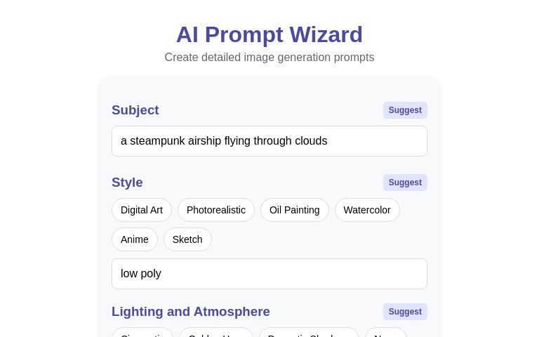 AI Prompt Wizard ― Perchance Generator