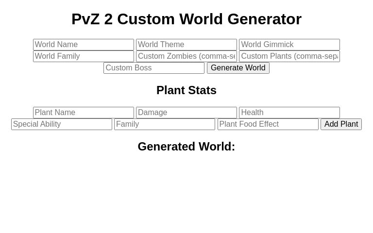 PvZ 2 Custom World Generator