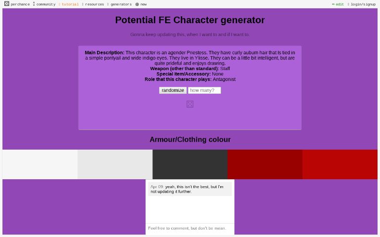 Potential FE Character generator