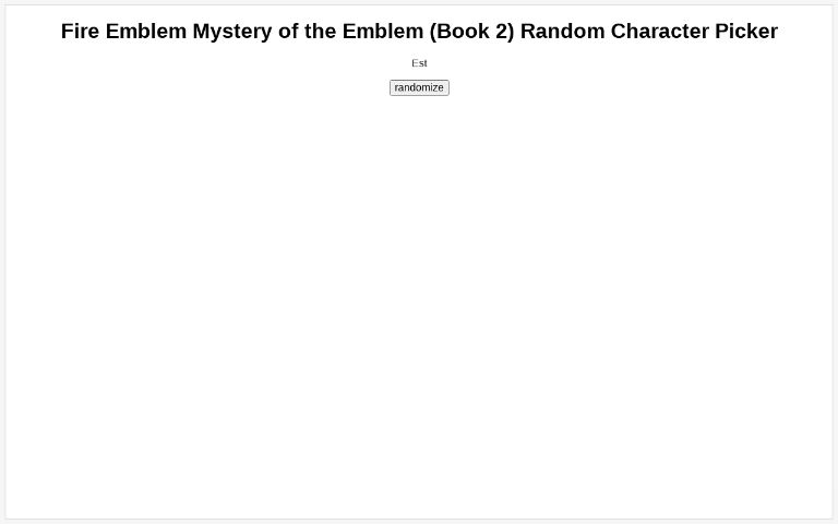 Fire Emblem Mystery of the Emblem (Book 2) Random Character Picker ― Perchance Generator