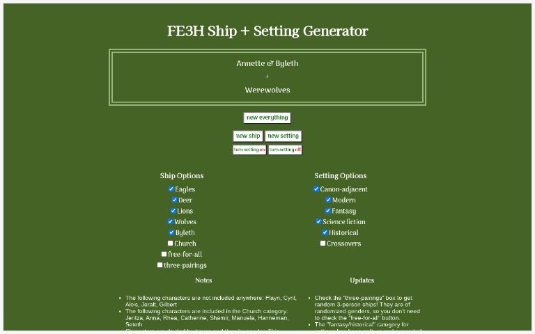 FE3H Ship + Setting Generator