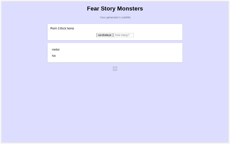 Fear Story Monsters ― Perchance Generator