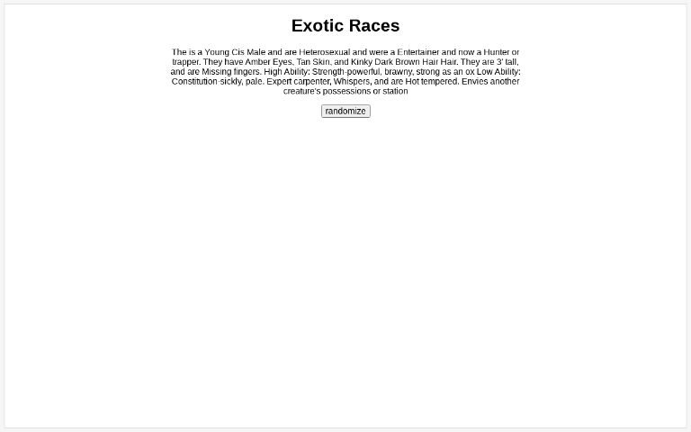 Exotic Races ― Perchance Generator