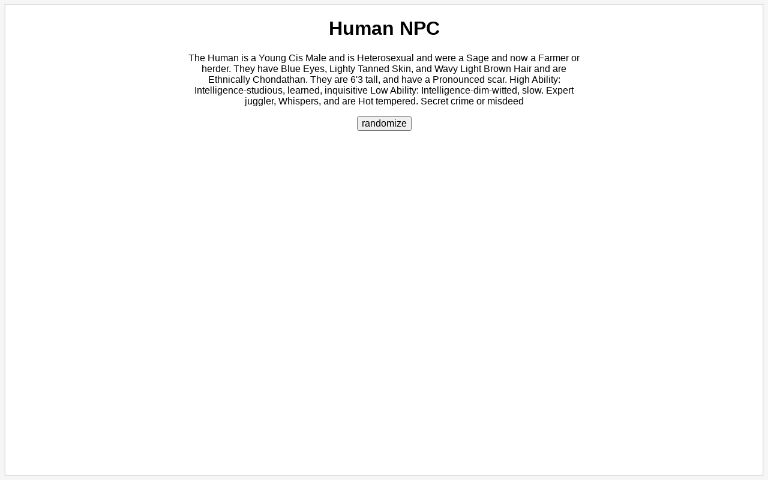 Human NPC ― Perchance Generator