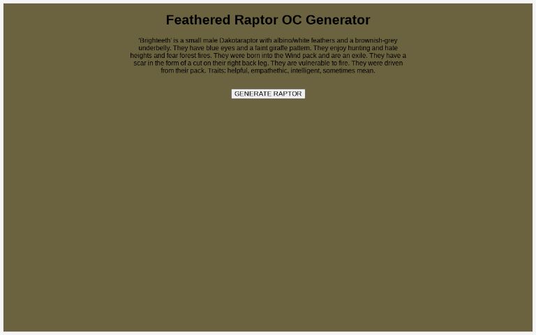 Feathered Raptor OC Generator