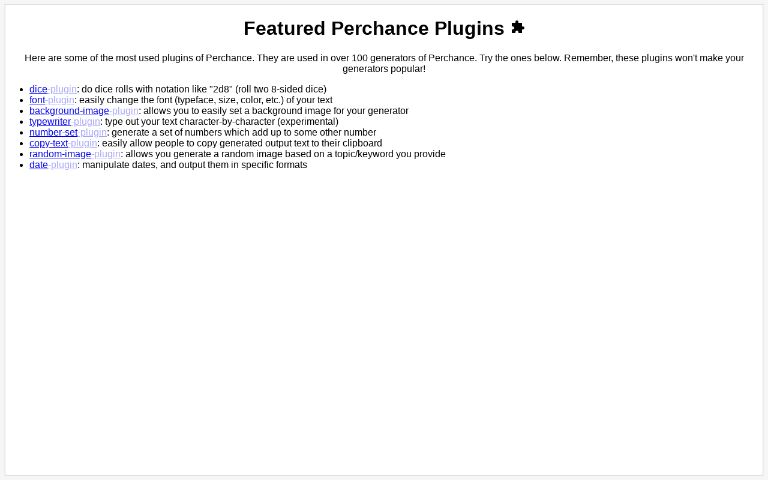 Featured Perchance Plugins ― Perchance Generator