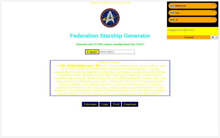 Federation Starship Generator ― Perchance
