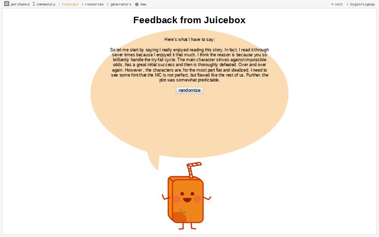 Feedback from Juicebox ― Perchance Generator