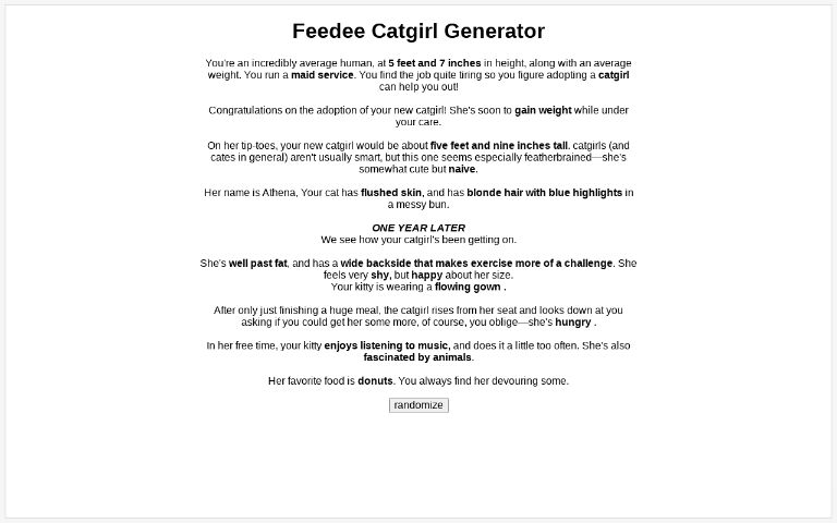 Feedee Catgirl Generator