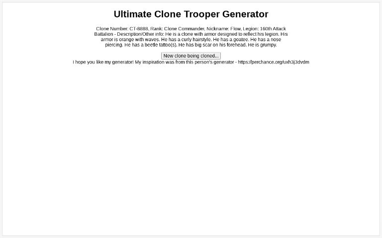 Ultimate Clone Trooper Generator