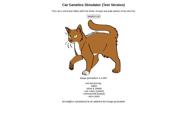 Cat Genetics Simulator (Text Version) ― Perchance Generator