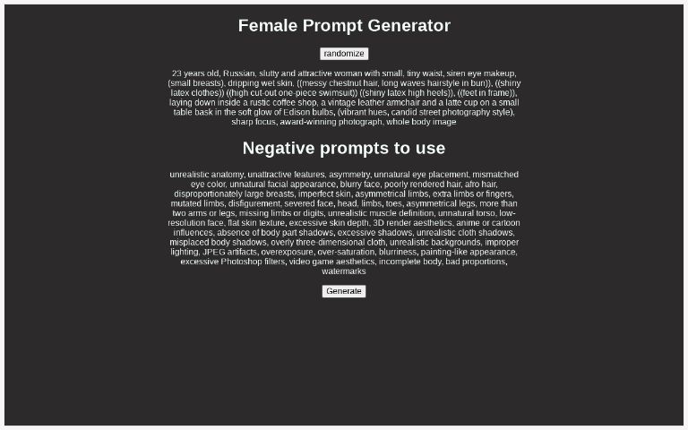 Female Prompt Generator