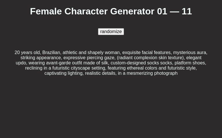 Female Character Generator 01 ― 11