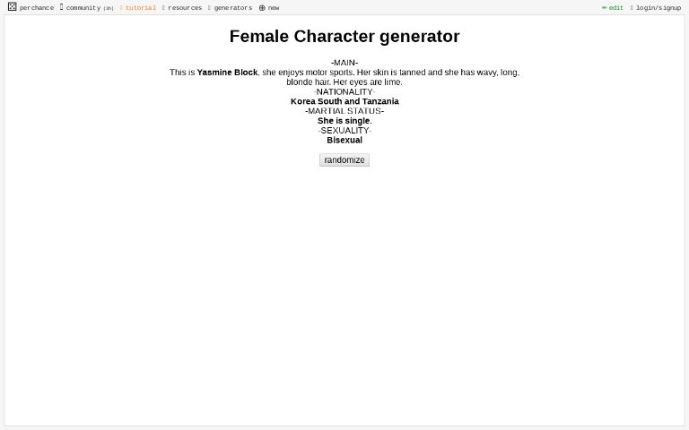 Female Character generator