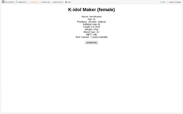 K-idol Maker (female) ― Perchance Generator