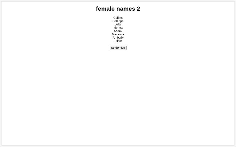 female names 2 ― Perchance Generator