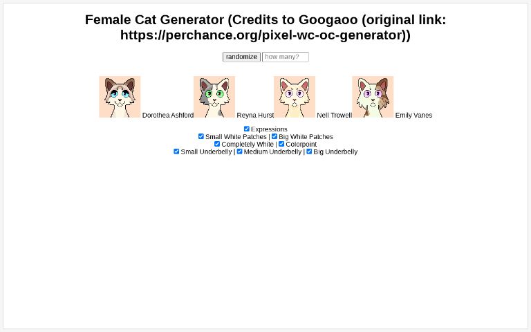 Female Cat Generator (Credits to Googaoo (original link: https ...
