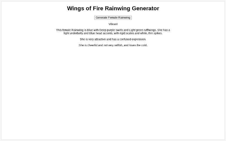 Wings of Fire Rainwing Generator