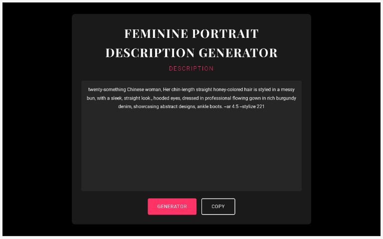 Feminine Portrait Description Generator