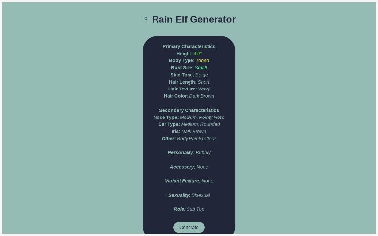 ♀ Rain Elf Generator