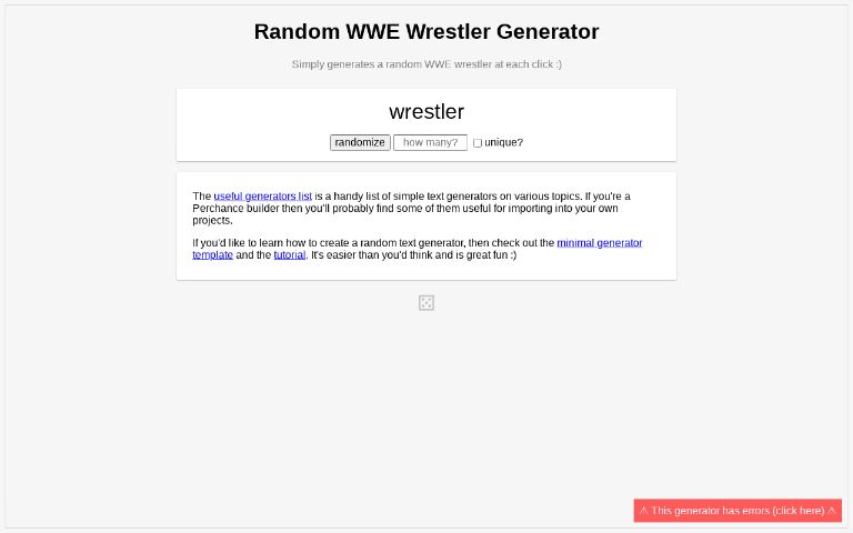 Random WWE Wrestler Generator