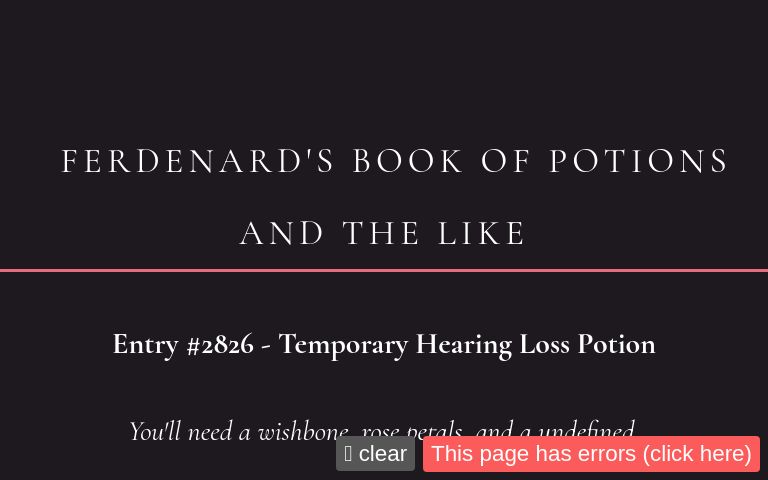 Ferdenand's Book of Potions ― Perchance Generator