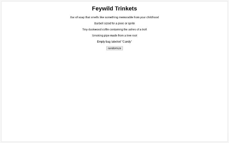 Feywild Trinkets ― Perchance Generator