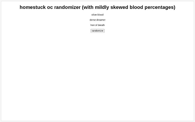 homestuck oc randomizer (with mildly skewed blood percentages ...