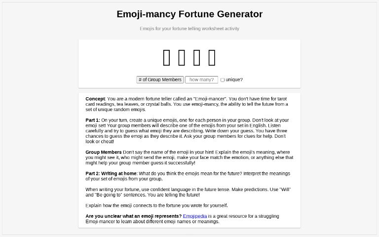 Emoji-mancy Fortune Generator