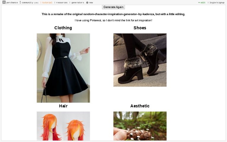 Random Character Inspiration Generator By Kadenza