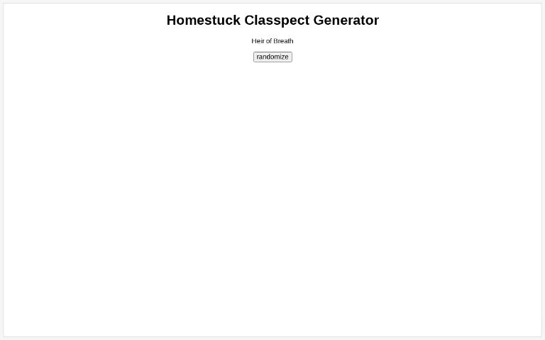Homestuck Classpect Generator