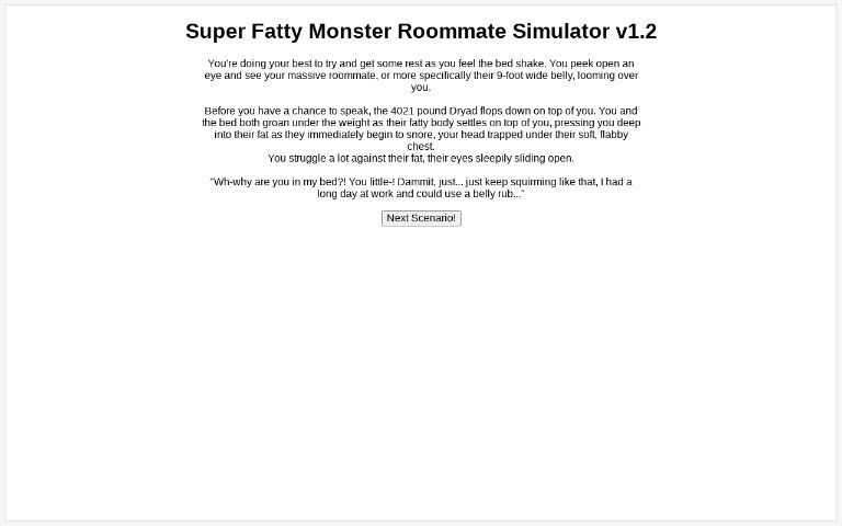 Super Fatty Monster Roommate Simulator v1.2 ― Perchance Generator