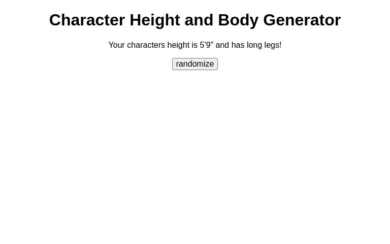 Character Height and Body Generator