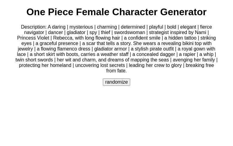 One Piece Female Character Generator