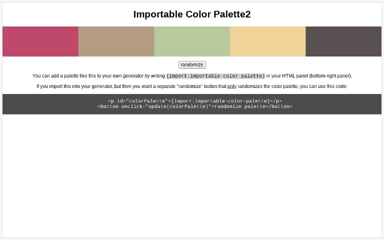 Importable Color Palette2 ― Perchance Generator