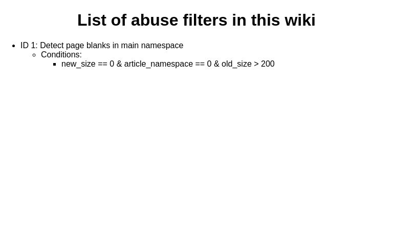 List of abuse filters in this wiki ― Perchance Generator