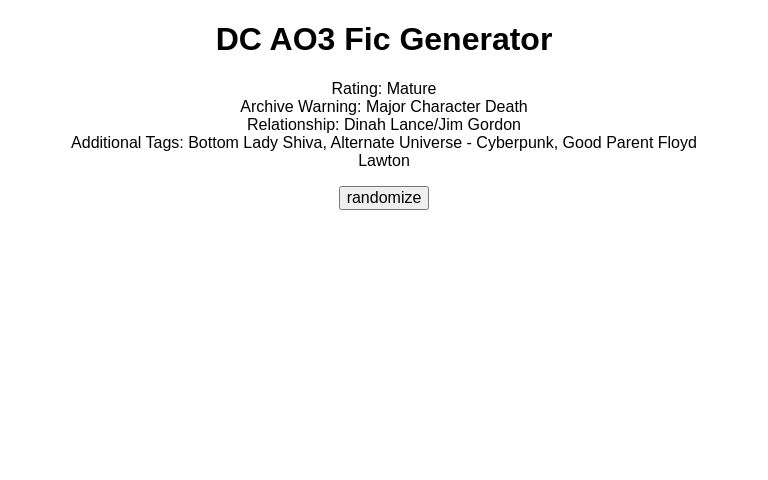 DC AO3 Fic Generator