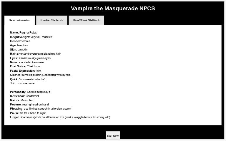 Vampire the Masquerade NPCS ― Perchance Generator