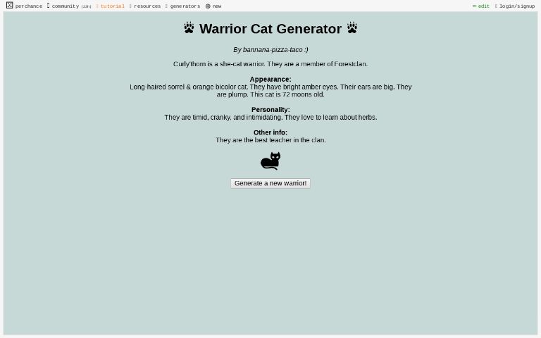 Warrior Cat Generator