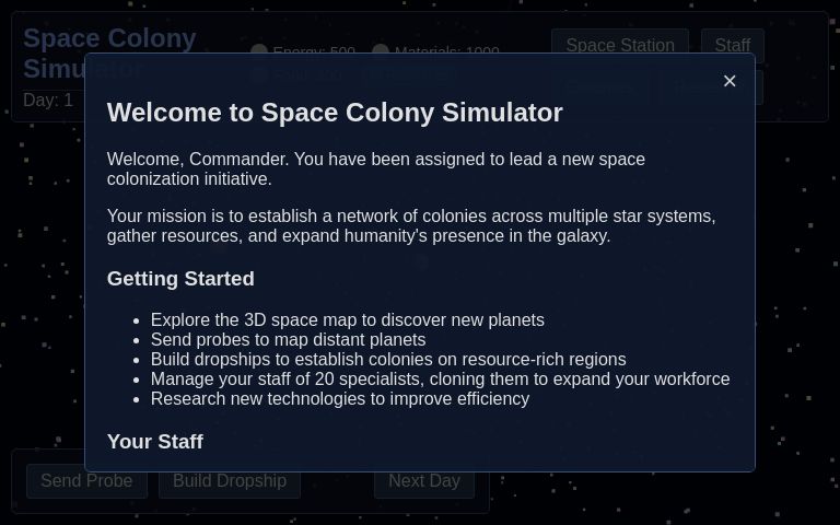Space Colony Simulator ― Perchance Generator