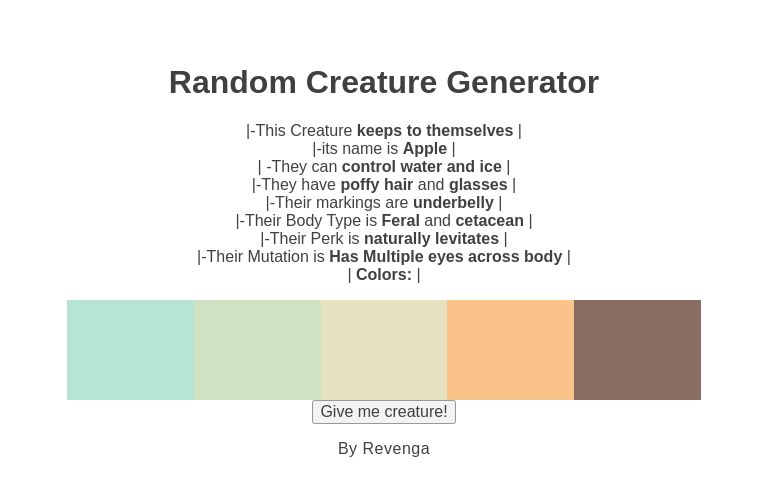 Random Creature Generator