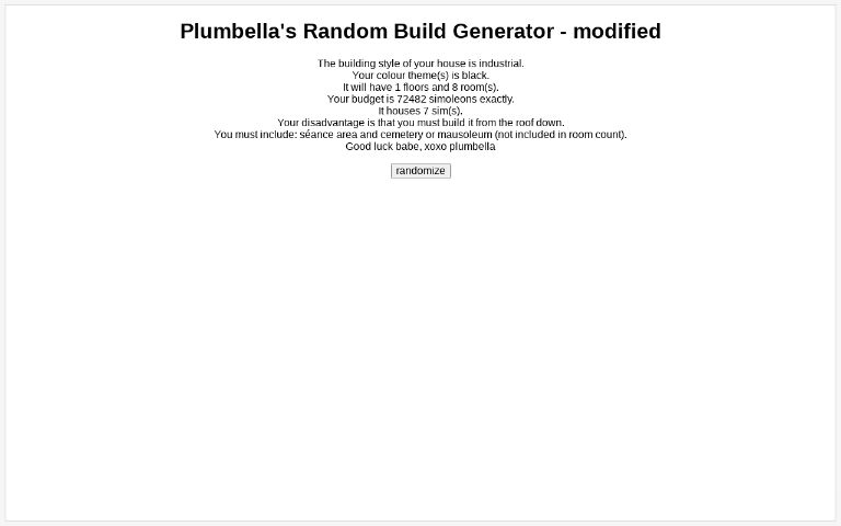 Plumbella's Random Build Generator - modified