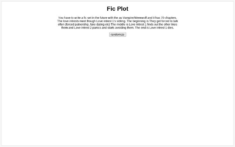 Fic Plot ― Perchance Generator