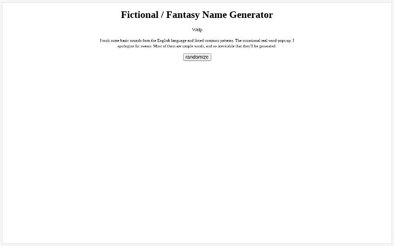 Fictional / Fantasy Name Generator